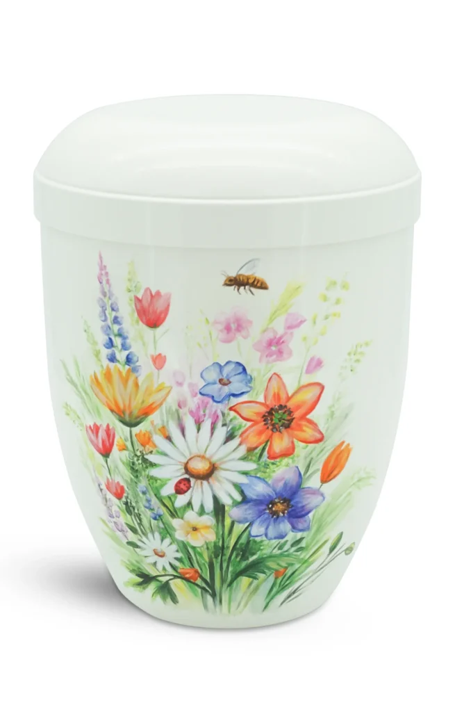 Bio Urne "Blumenwiese der Erinnerung" - Künstlerurne handbemalt
